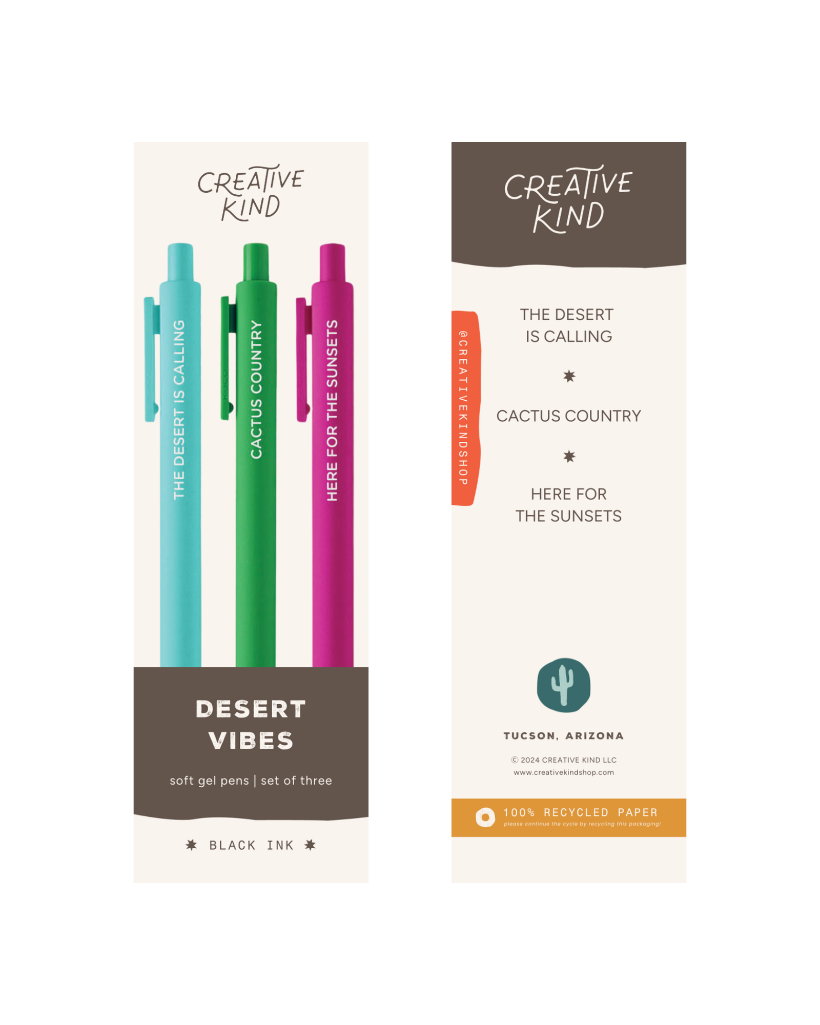 Desert Vibes Pen Trio – Black Ink Gel Pens – Di Luna Candles LLC
